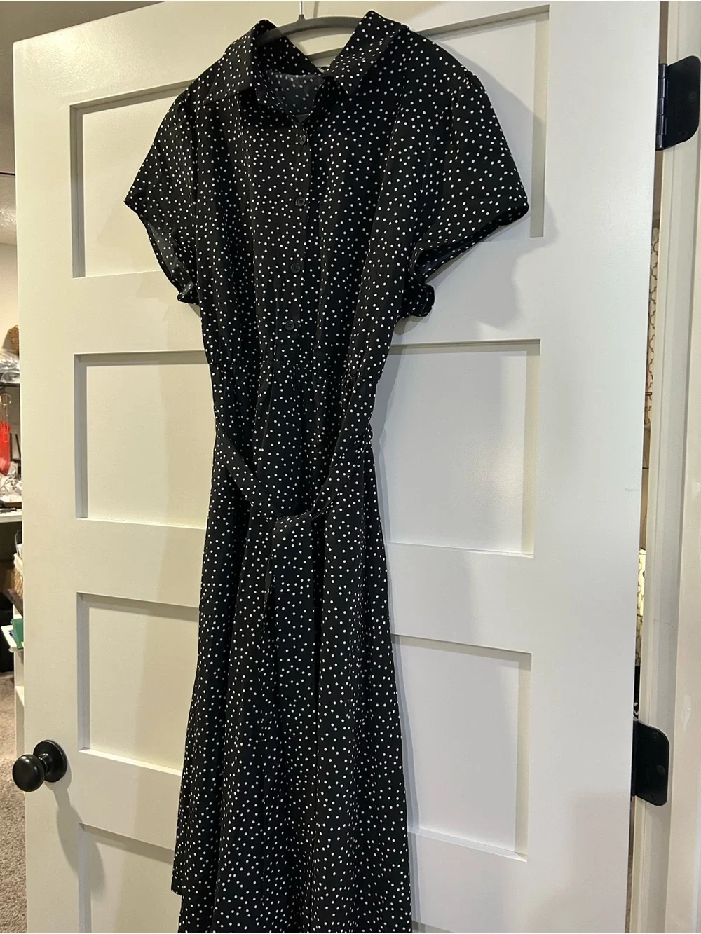 BloomChic | Dresses | Bloomchic Black And White Polka Dot Midi Dress ...